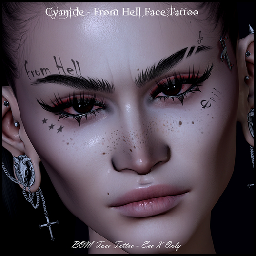 Second Life Marketplace - ! Cyanide - From Hell Face Tattoo